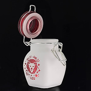 Zodiac Sign Quarter Oz (125ml) Smell Proof Airtight Glass Storage Jar, 3.25" (Leo Astrology Sign)