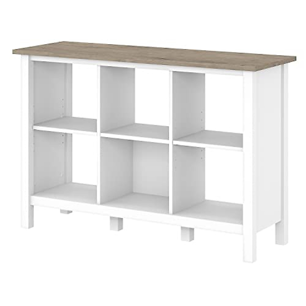 Bush Furniture Mayfield 6 Cube Bookcase in Shiplap Gray/White - Engineered Wood