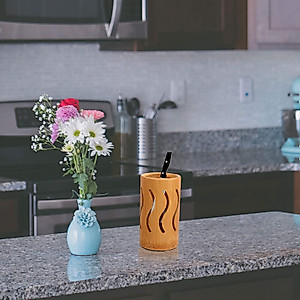 Hemoton KItchen Utensil Holder Caddy Bamboo Kitchen Tool Holder Chopsticks Storage Barrel Spoon Fork Holder Cutlery Tableware Storage Container Organizer