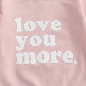 Toddler Baby Boy Girl Crewneck Sweatshirt Top,Infant Love You More Shirt,Unisex Baby Valentine 's Day Clothes (B Pink, 3-4 Years)