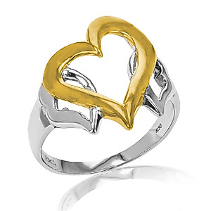 VIR JEWELS Three Hearts Fashion Ring for Women in Yellow Gold Plated over .925 Sterling Silver Size 9