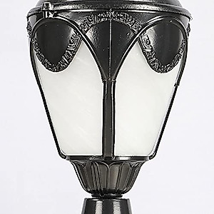 CZLZY Creative Modeling Aluminum Column Light European Style E27 Pillar Lamp Outdoor Post Light Fixtures Waterproof IP55 Glass Lampshade Villa Garden Landscape Light Lawn Lamp