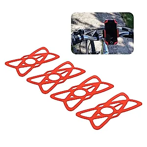 AICEL 4PCS Bike Phone Holder, Silicone Motorcycle Cell Phone Mount, X Web Grip Tether Elastic Strap for Smart Phone, Accessories Replacement Parts for Bicycle Motorcycle Handlebar (Red)