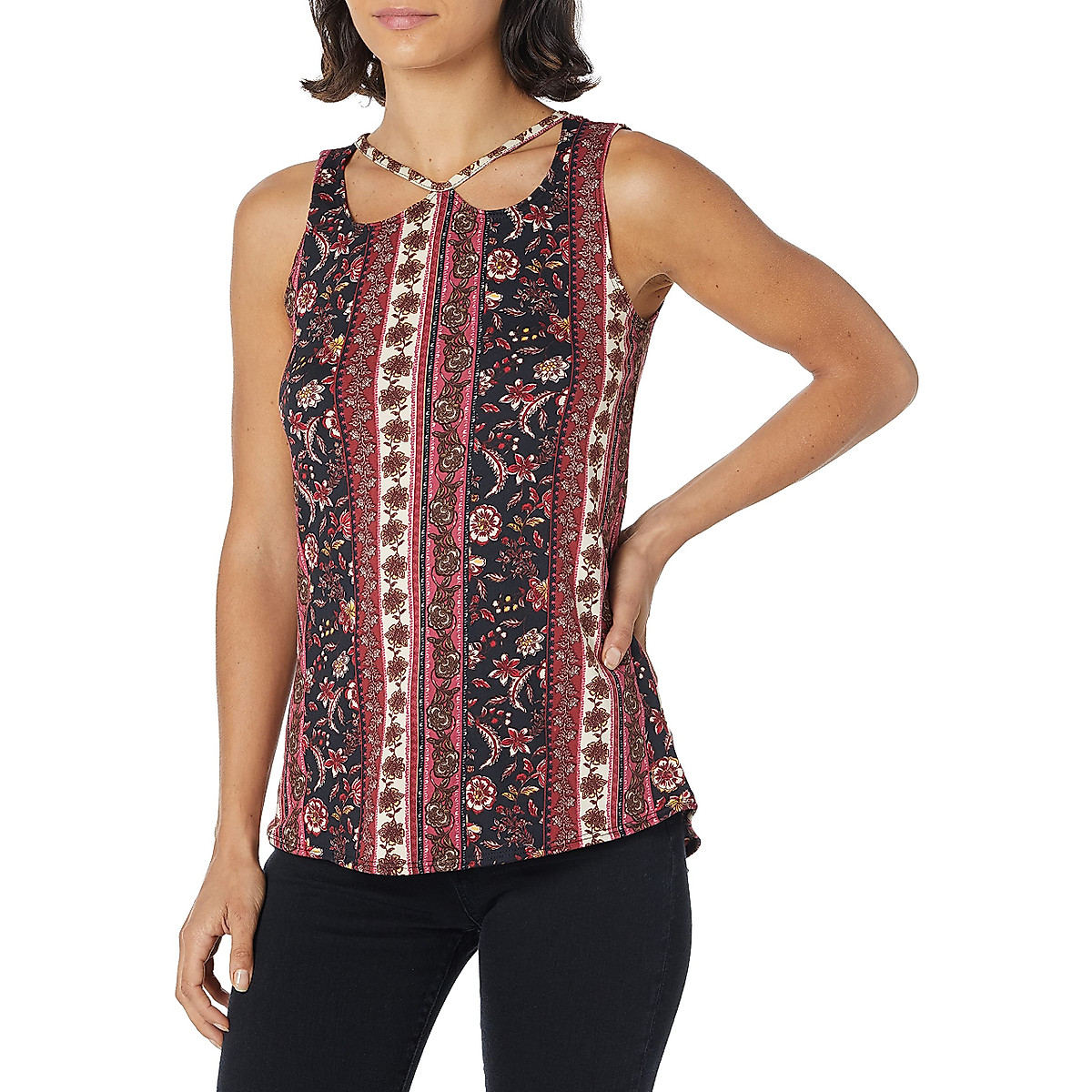 Star Vixen Women's Petite Sleeveless, Black Mauve Wallpaper, PL