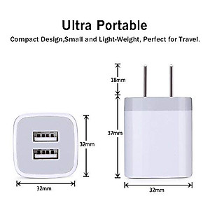 USB Plug, USB Wall Charger 3 Pack, GiGreen Dual Port USB Electrical Plug Cube 5V 2.1A Charging Block USB Outlet Plugs Compatible iPhone 11 XS X 8 7, LG V30 G8, Samsung S20 S10+ S9 S8 Note 9 8, Moto G6