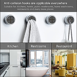 3 Pieces Kitchen Towel Hooks Round Adhesive Dish Towel Hook Premium Chrome Finish & Easy Installation Wall Mount Hand Towel Hook Ideal as Bathroom, Shower or Outdoor Towel Holders