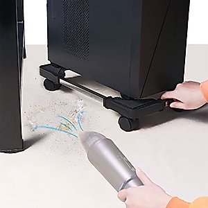 Computer Tower Stand CPU Holder Stand with 4 Mute Caster Wheels，CPU Stand for Gaming pc,Suitable for Most PC Brackets On The Carpet Floor (Black) (Black)