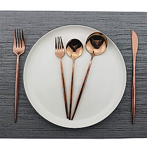 Rose Gold Silverware Set, JASHII 30-Piece Stainless Steel Flatware Cutlery Set for 6, Elegant Hourglass Polished Mirror Finish, Ideal for Home Hotel Wedding Festival Party, Dishwasher Safe