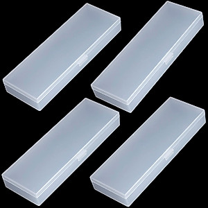 Qeuly 4 Pack 7.2" x 2.5" x 0.98" Small Rectangle Plastic Case Mini Storage Containers with Hinged Lids Translucent Matte Plastic Organizer Box for Small Items Craft Supplies (Translucent)