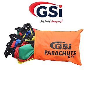 GSi Kids Play Parachute 24 Ft, 30Ft, 35Ft Toy with Handles and Carry Bag for Cooperative Play and for Upper-Body Strength | Multi-Colored