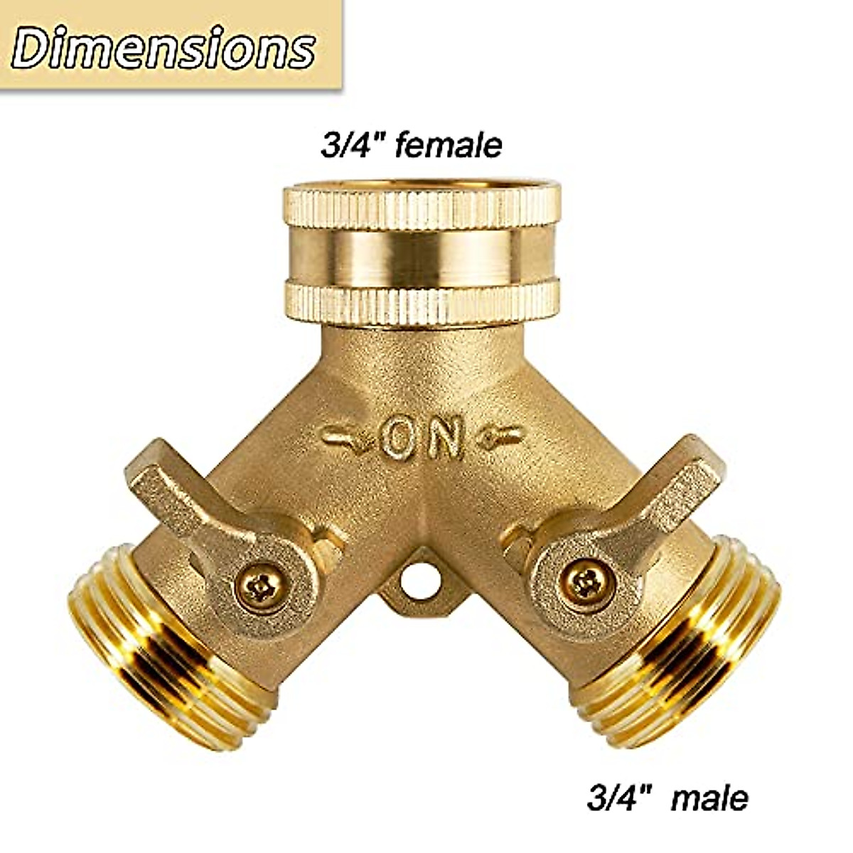 Triumpeek Brass Garden Hose Splitter, 3/4 Inch Brass Hose Connector, 2-Way Y Brass Hose Connector