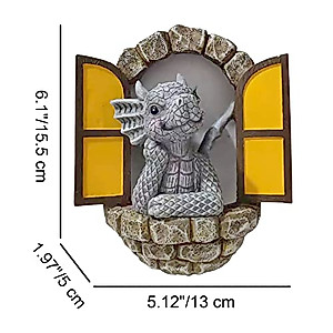 Dnoifne Lovely Courtyard Dragon Sculpture, Outdoor Window Dragon Statue, Dragon Garden Statues, Resin Garden Dragon Statue, Outdoor Dragon Ornaments, Outdoor Garden Dragon Decor Statue