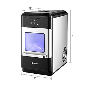 ARLIME Nugget Ice Maker Machine Countertop, Sonic Ice Maker Self-Cleaning 44lbs/24H, 4.8lb Ice Bin & Scoop, Intelligent Control Panel, Portable Ice Makers for Kitchens, Offices, Home