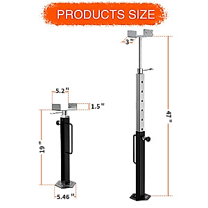 Sulythw RV Slide Out Supports Stabilizer Jacks Heavy Duty Rust Resistant Steel Adjustable from 19'' to 47'' for 5th Wheel 5000 lbs Capacity，2 Pcs