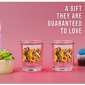 2pk Personalized Printed Photo 2.5oz Shot Glasses, Gifts for Dads and Moms, custom image or pictures – anniversaries, party favors, bachelor or bachelorette party, 21st birthday shot glass