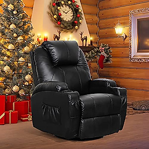 Esright Massage Recliner Chair Heated Composite Materials Ergonomic Lounge 360 Degree Swivel, 1 Chair, Black