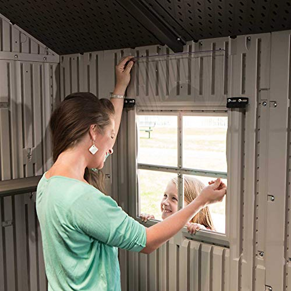Lifetime 60214 17.5 x 8 Ft. Outdoor Storage Shed, Desert Sand