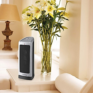 Lasko Oscillating Ceramic Tower Space Heater for Home with Adjustable Thermostat, 2-Speeds, 16 Inches, Silver, 1500W, 5309