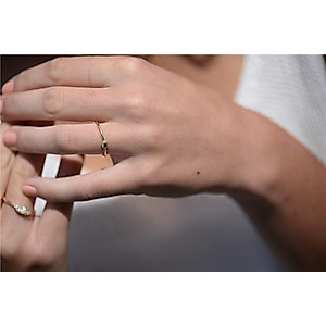 espere Sterling Silver Birthstone Stacking Ring Dainty Birthstone Rings Open Adjustable [March - Aquamarine]