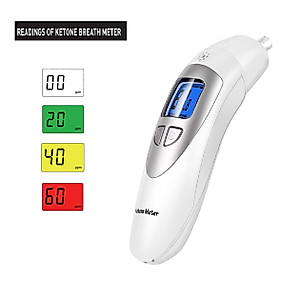 Ketone Breathalyzer, Ketogenic Breath Ketosis Breath Ketone Analyzer with 10 Mouthpiece(White)