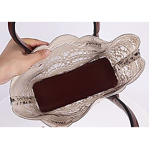 Women Lace Tote Vintage Solid Clear Bag Handbag with Off-White Cotton Lace Fabric