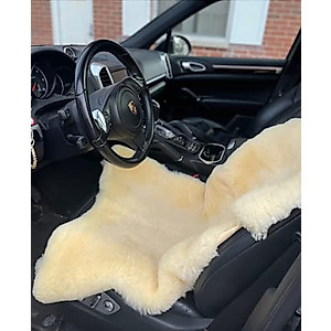 HUAHOO Premium Baby Sheepskin Rug Babycare Nursery Rug 100% Natural Lambskin Blanket Short-Shorn Wool Sleep Pad Medical Sheepskin Hospital Bed Mattress Topper (Beige, Single Pelt 2.5ft x 3.5ft)