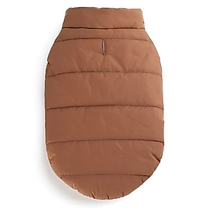 PAWSINSIDE Dog Puffer Jacket Cold Weather Fleece Vest Coat Pet Quilted Winter Clothes for Small Medium Large Dogs (Coffee, Small)