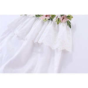 Mud Kingdom Outfits for Toddler Girls White Halter Tops and Shorts Ripped Denim 3T