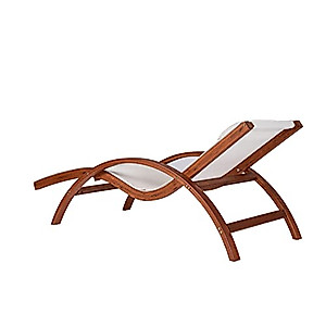 Island Umbrella NU6901 Island Retreat Bentwood Breeze Luxury Lounger with Wood Frame, Champagne