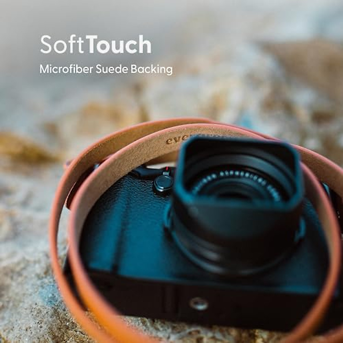 Evergreen Genuine Leather Minimalist Neck Shoulder Slim Camera Strap (Black, 38")