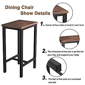 Recaceik Bar Table Set, 5 Pcs Dining Table Set, Modern Kitchen Table and Chairs for 4, Pub Table Set Farmhouse Counter Height Wood Top for Breakfast Living Room Small Space