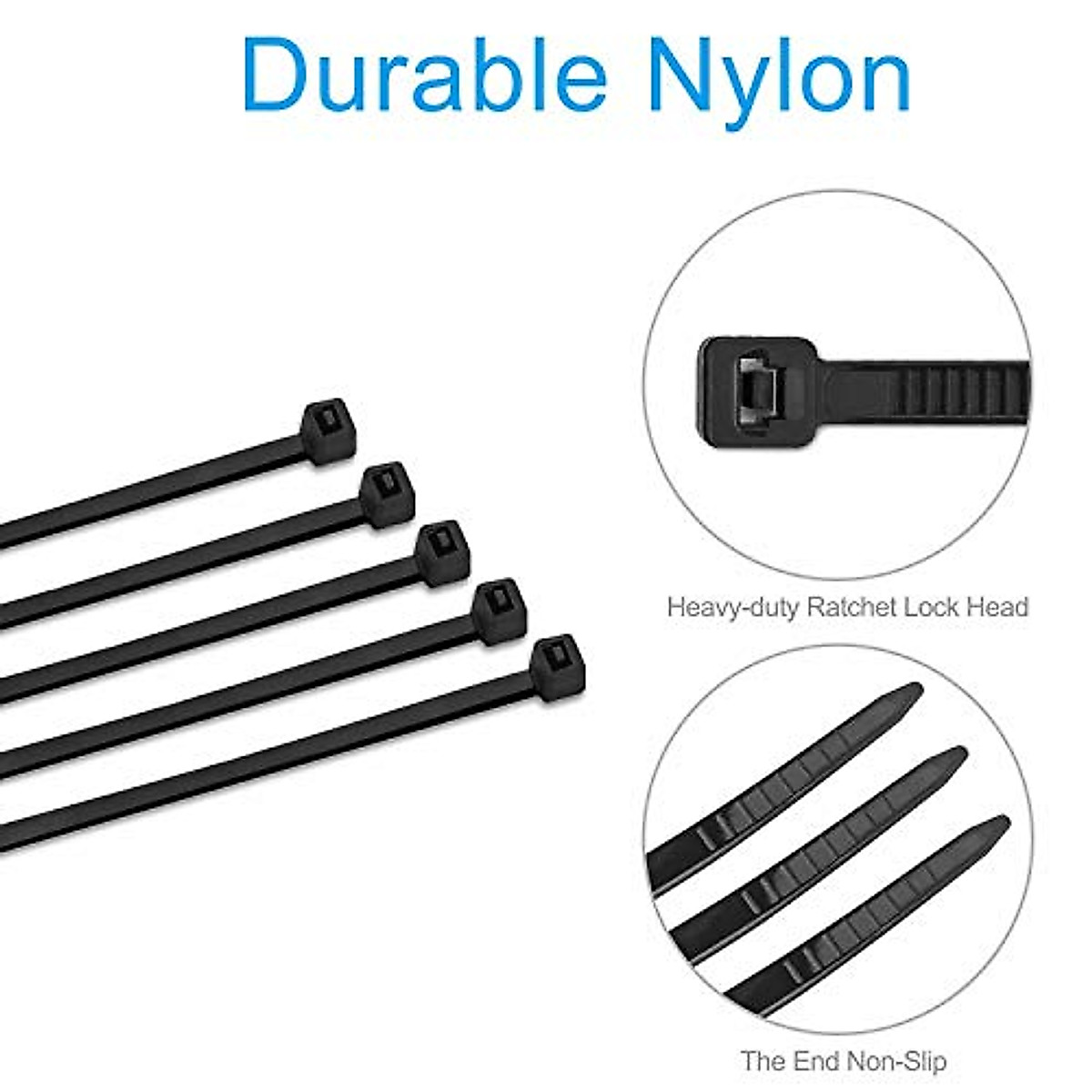 TEVADO 100 Pack Cable Zip Ties Heavy Duty 12 Inch, Premium Plastic Wire Ties with 50 Pounds Tensile Strength, Multi-Purpose Self-Locking Black Nylon Zip Ties for Indoor and Outdoor