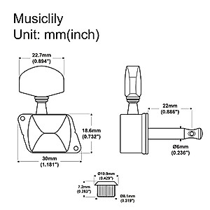 Musiclily Pro 3+3 Semi-closed Guitar Tuners String Tuning Pegs Keys Machine Heads Set for for Acoustic or Electric Guitar,Chrome