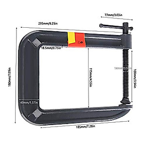 C-Clamp, Heavy Duty Deep Throat U-Clamp Woodworking Carpentry Device for Clamping(100,185mm)