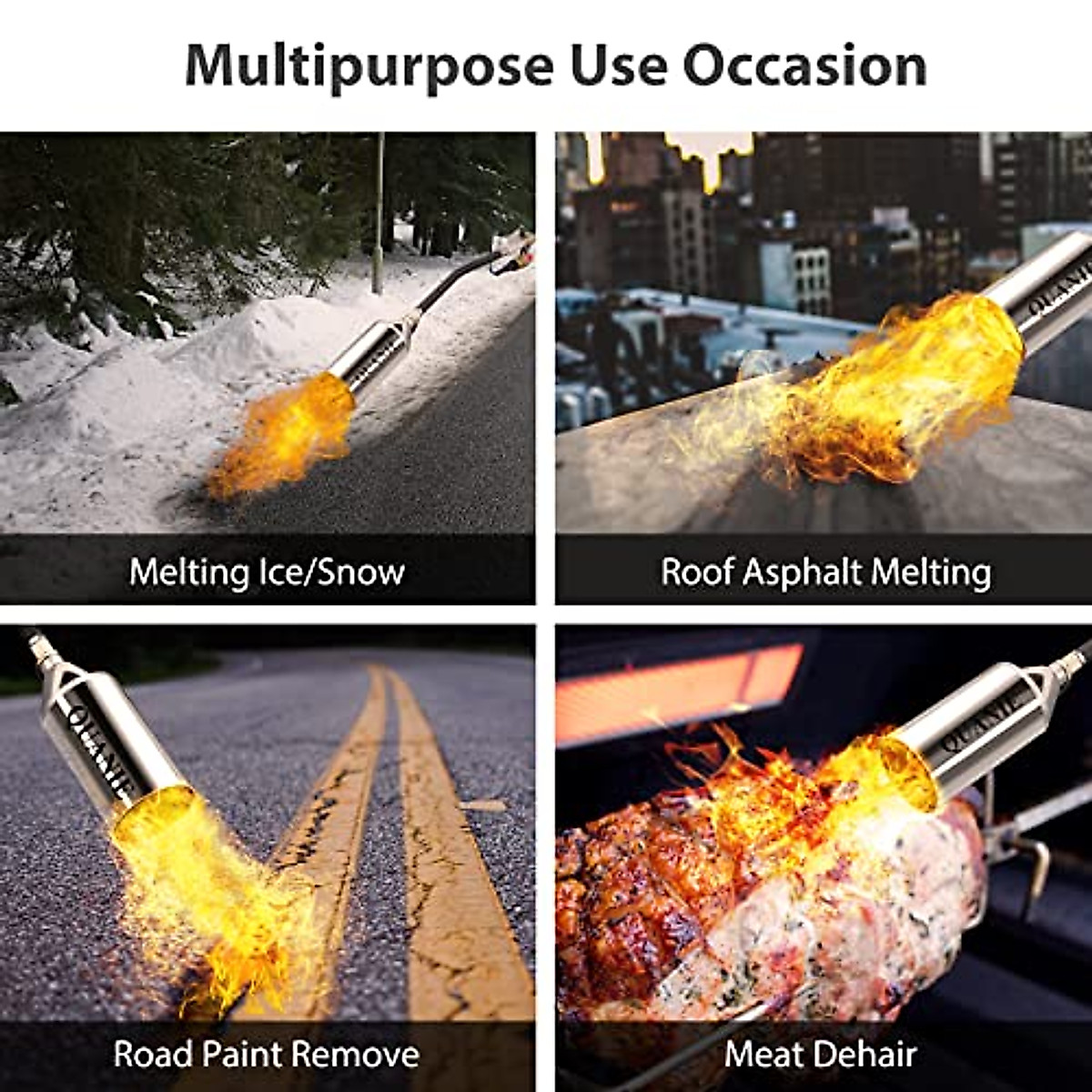 Propane Torch Burner Weed Torch High Output 800,000 BTU with 9.8FT Hose,Heavy Duty Blow Torch with Flame Control and Turbo Trigger Push Button Igniter,Flamethrower for Garden Wood Ice Snow Road (Blue)