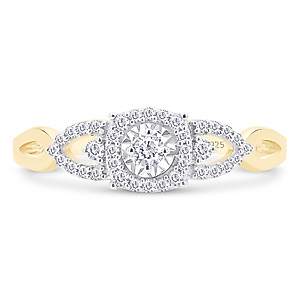 1/4 Carat Round Cut Miracle Set White Natural Diamond Infinity Split Shank Promise Ring Jewelry For Women in 14k Yellow Gold Over Sterling Silver (0.25 Cttw, Color- I-J, Clarity- I2-I3) Ring Size- 8