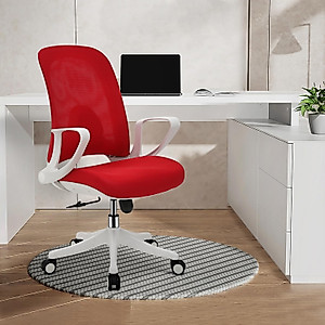 MoNiBloom Ergonomic Mesh Office Chair with Lumbar Support and Flip-up Arms, Home Office Height Adjustable Swivel Task Chair with Soft Seat and Ergonomic Backrest for Pain Back, 250 BLS, Red