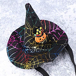 BESTOYARD Halloween Witch Hat Spider Web Pumpkin Pattern Mini Pet Hat Cat Dog Hat Party Cosplay Costume (Star Pumpkin)