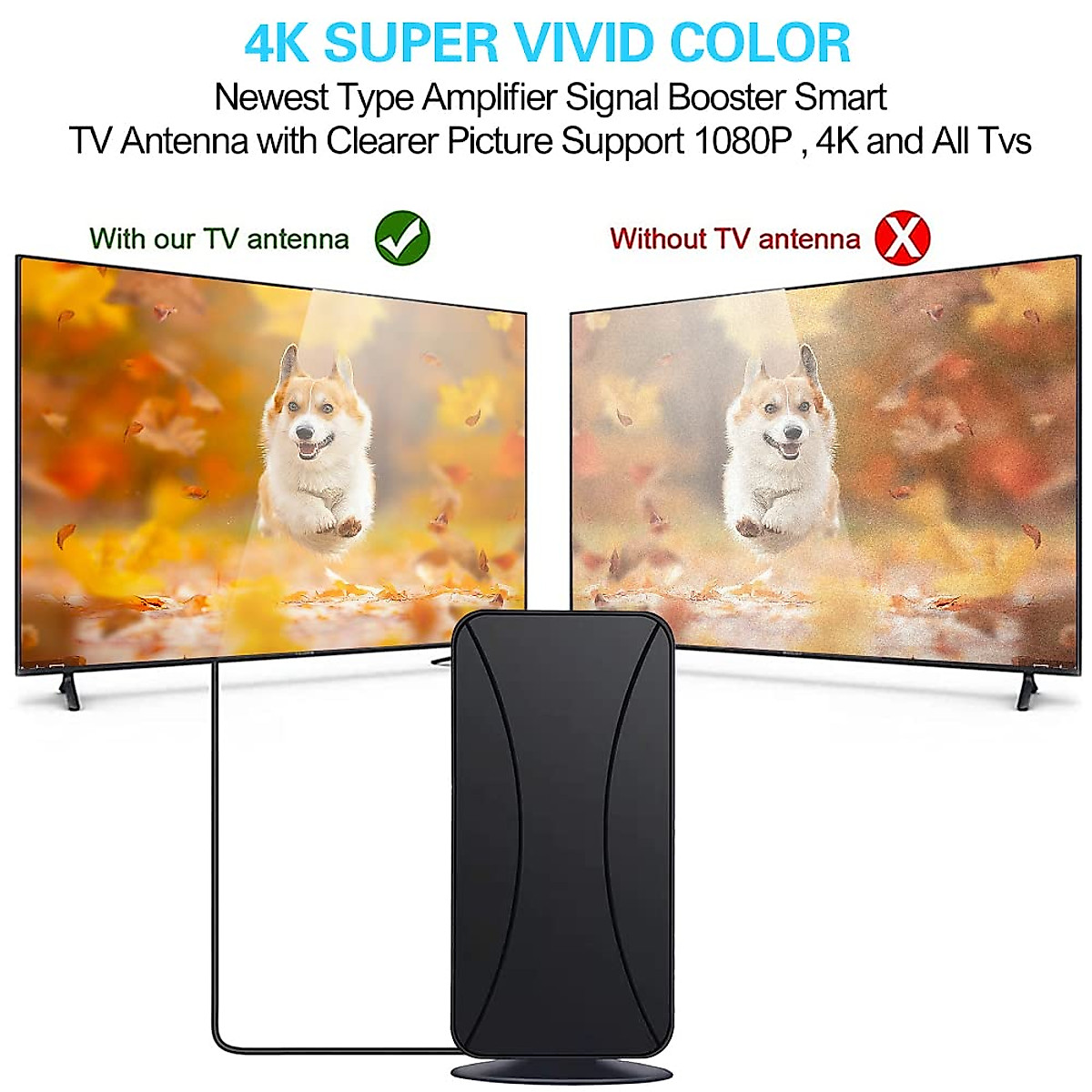 2025 TV Antenna - Amplified HD Digital TV Antenna Indoor Booster 580+ Miles Long Range - HDTV Antenna for Smart TV Free Local Channels 4K HD 1080P All TV's VHF UHF - 36ft Coax Cable