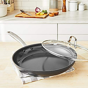 GreenPan Chatham Black Prime Midnight Hard Anodized Healthy Ceramic Nonstick, 12" Frying Pan Skillet with Lid, PFAS-Free, Dishwasher Safe, Oven Safe, Black