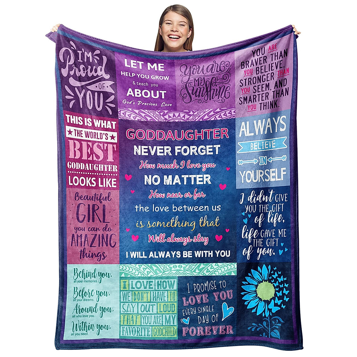 Gevuto Goddaughter Gifts Blanket, Goddaughter Gifts from Godmother, Christmas/Birthday Gifts for Goddaughter, Baptism Gifts for Girl, First 1st Communion Gifts for Girls Throw 50" X 60"