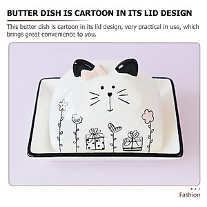 Hemoton Butter Holder Butter Box Clamshell Dish Household Ceramics Cheese Dish