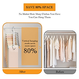 [2024 Upgraded] Zensbin Space-Saving 9-Layer Pant Hanger with Non Slip Stainless Steel Rack for Jeans, Trousers and Shirts (2 Pack)