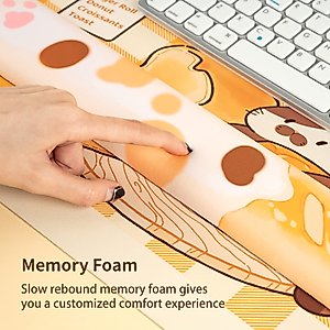 GeekShare Cute Bakery Cat Wrist Rest Support Mouse Pad Set- Non-Slip Base and Lightweight Memory Foam Wrist Rest Desk Mat for Keyboard and Mouse, Perfect for Gaming,or Home Office Work