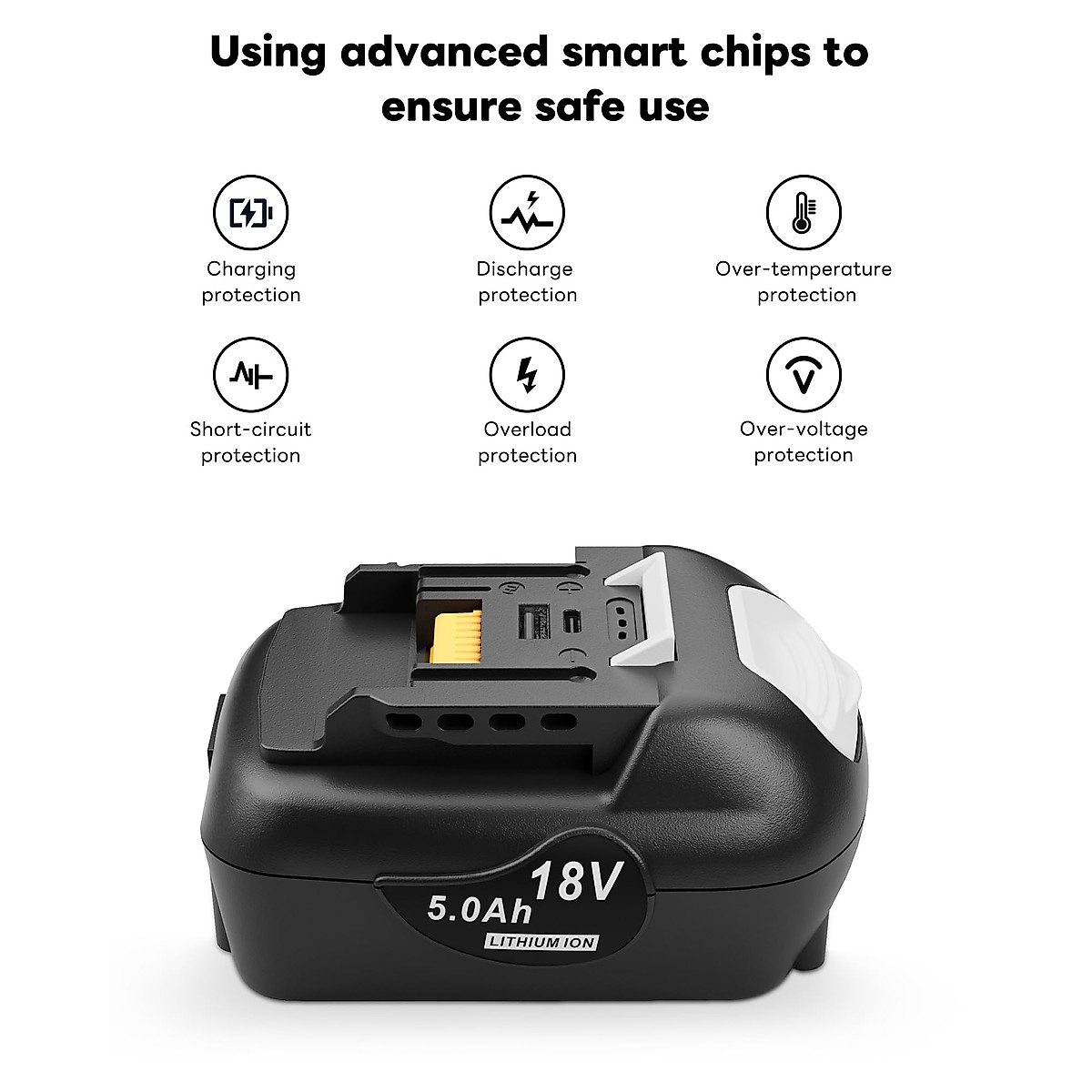 COOMYXIN Genuine Capacity 4 Pack 5Ah 18V Battery Replacement for Makita 18v Battery - Real Capacity Lithium Ion Batteries Compatible with All Makita 18V Cordless Power Tools