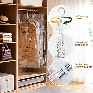 TAILI Hanging Vacuum Storage Bags Space Saver Bags for Clothes, 4 Pack Long 53x27.6 Inches, Vacuum Seal Storage Bag for Suits, Coats or Jackets, Closet Organizer and Storage, Minimize Clothes Wrinkles