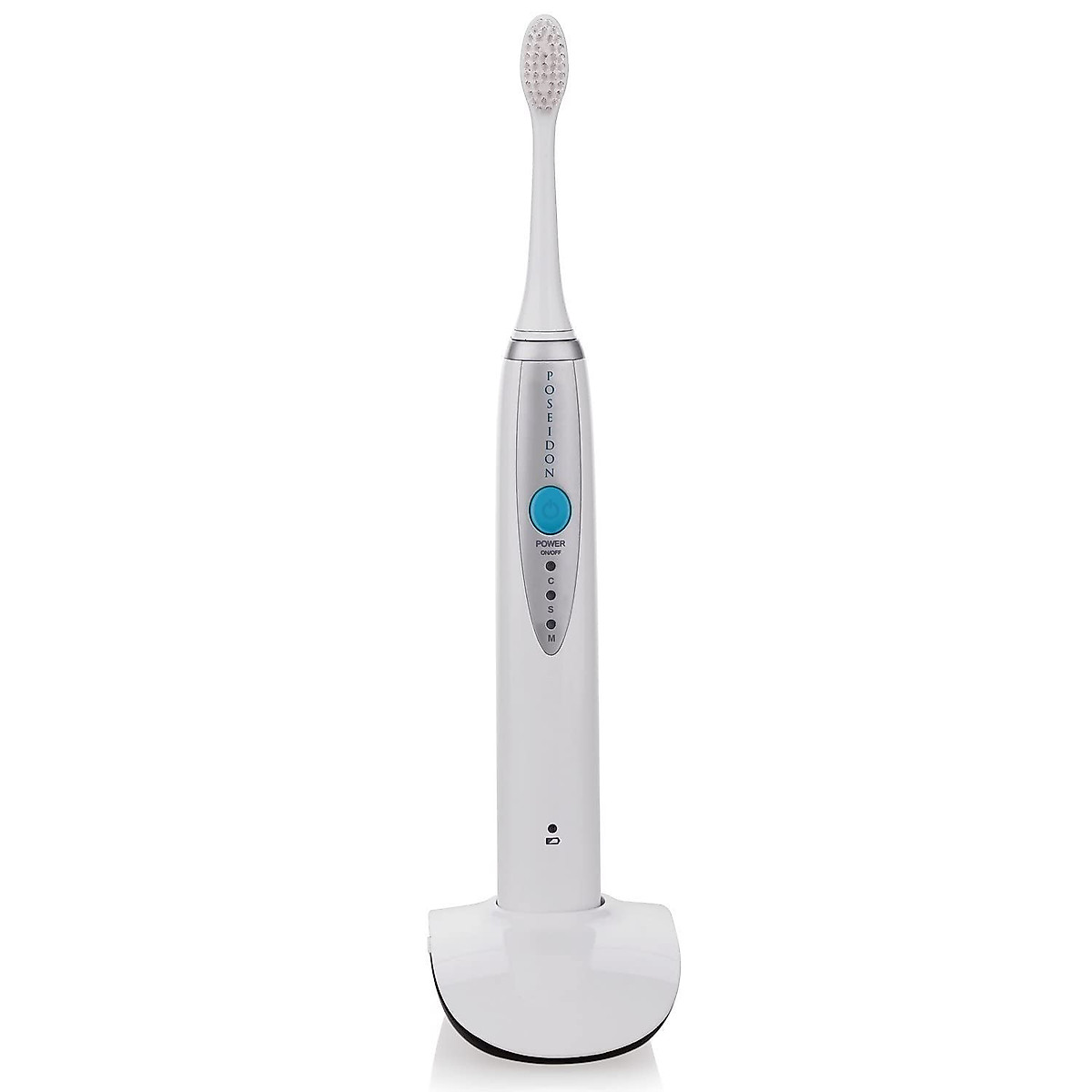 ToiletTree Products Poseidon Rechargeable Sonic Toothbrush with Inductive Charger and 3 Replacement Brush Heads for Multiple Users