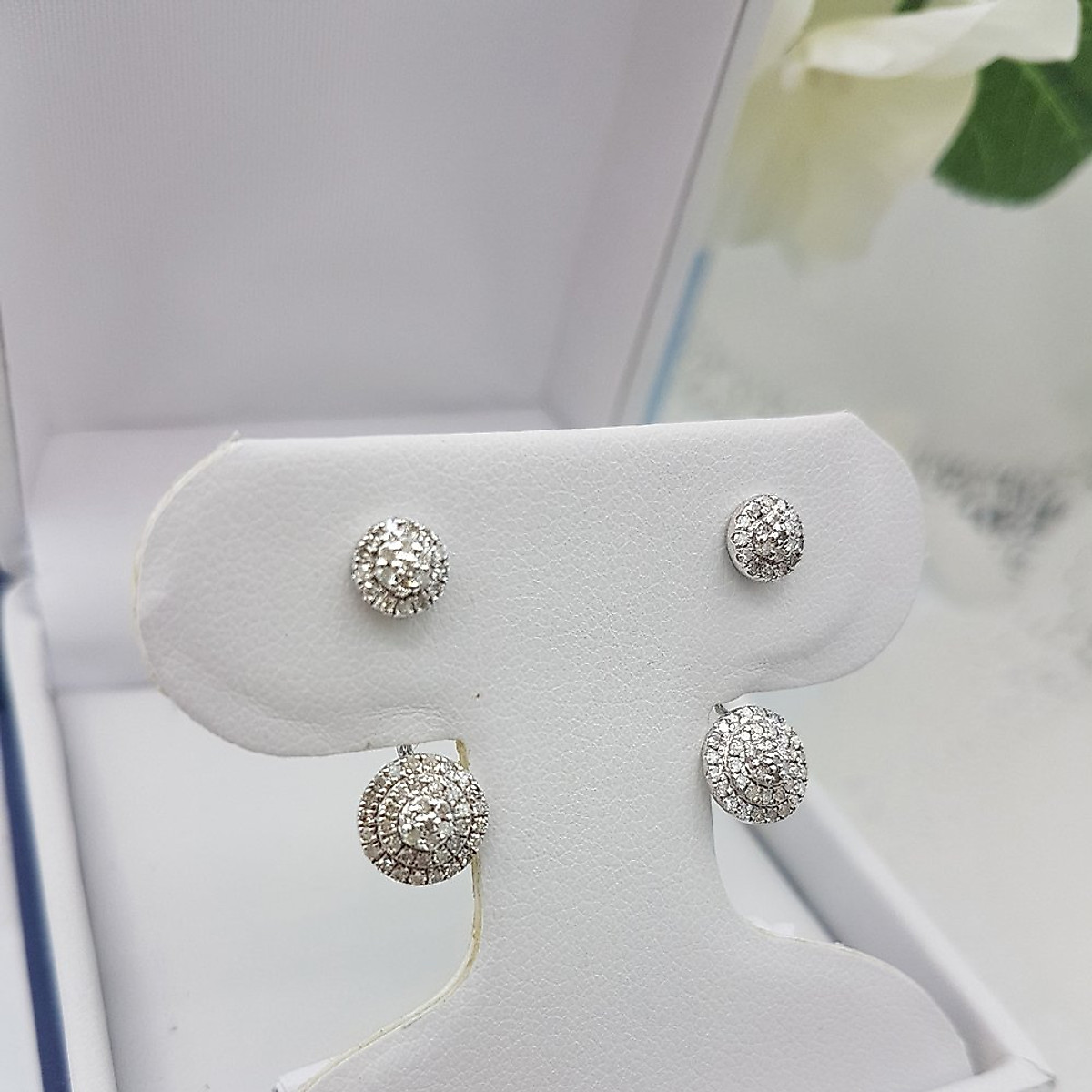 Dazzlingrock Collection 0.55 Carat (ctw) Round White Diamond Ladies Stud Earrings Jackets Set 1/2 CT, Sterling Silver