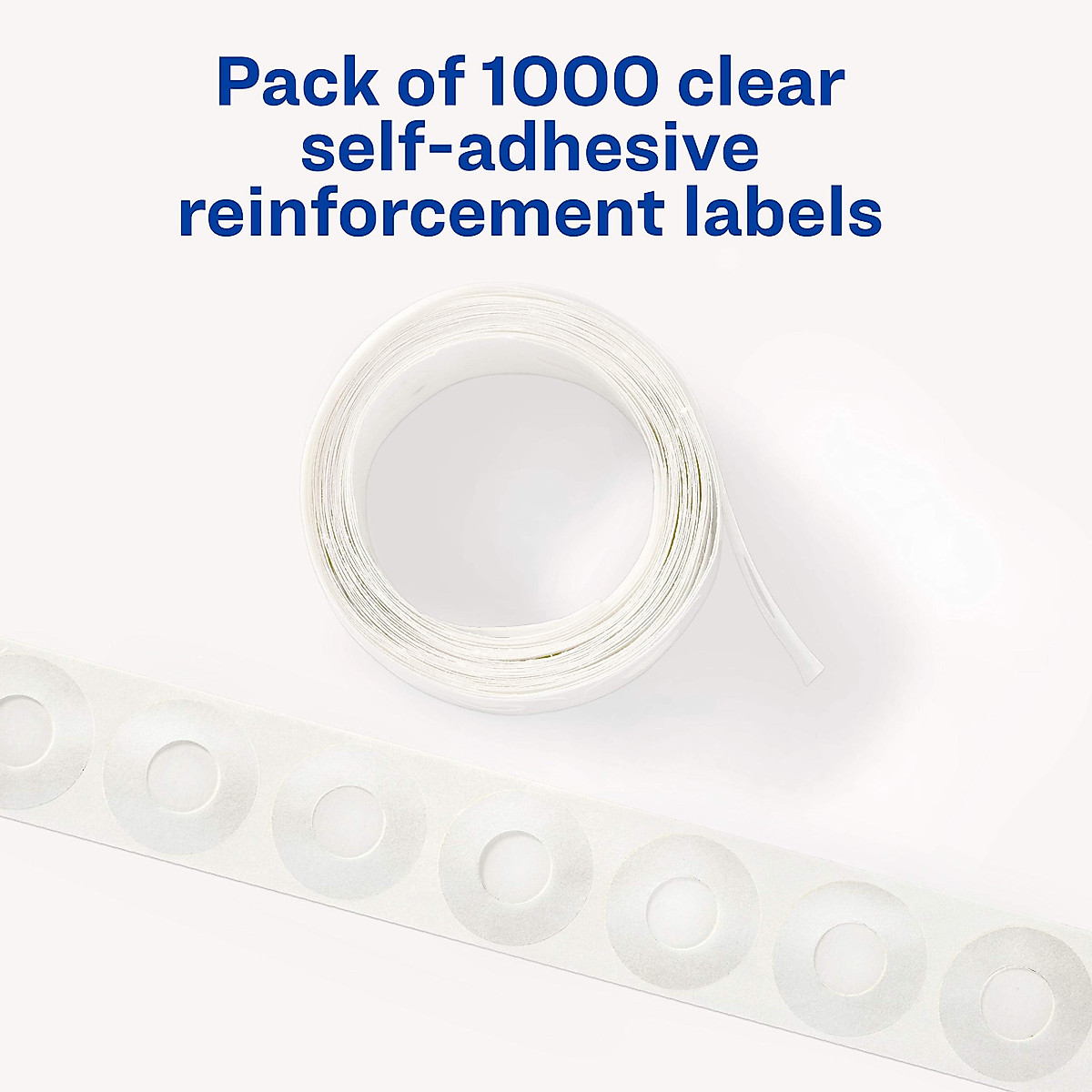 Avery Self-Adhesive Hole Reinforcement Stickers, 1/4" Diameter Hole Punch Reinforcement Labels, Clear, Non-Printable, 1,000 Labels Total (5722)