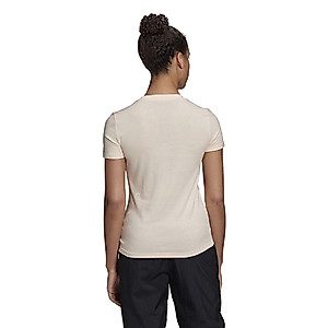 adidas womens Essentials Linear Tee Pink Tint/White X-Small